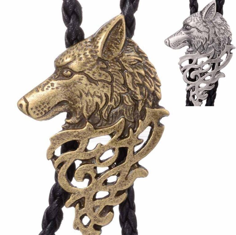 Cowboy Bolo Tie with Wolf Head Pendant | 1,000+ Designs | Free Shipping!